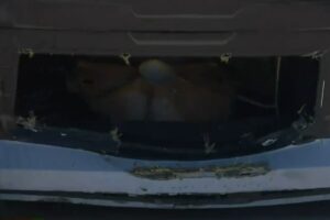 Metal cover comes up and tears through the nose of NASCAR O’Reilly car ...